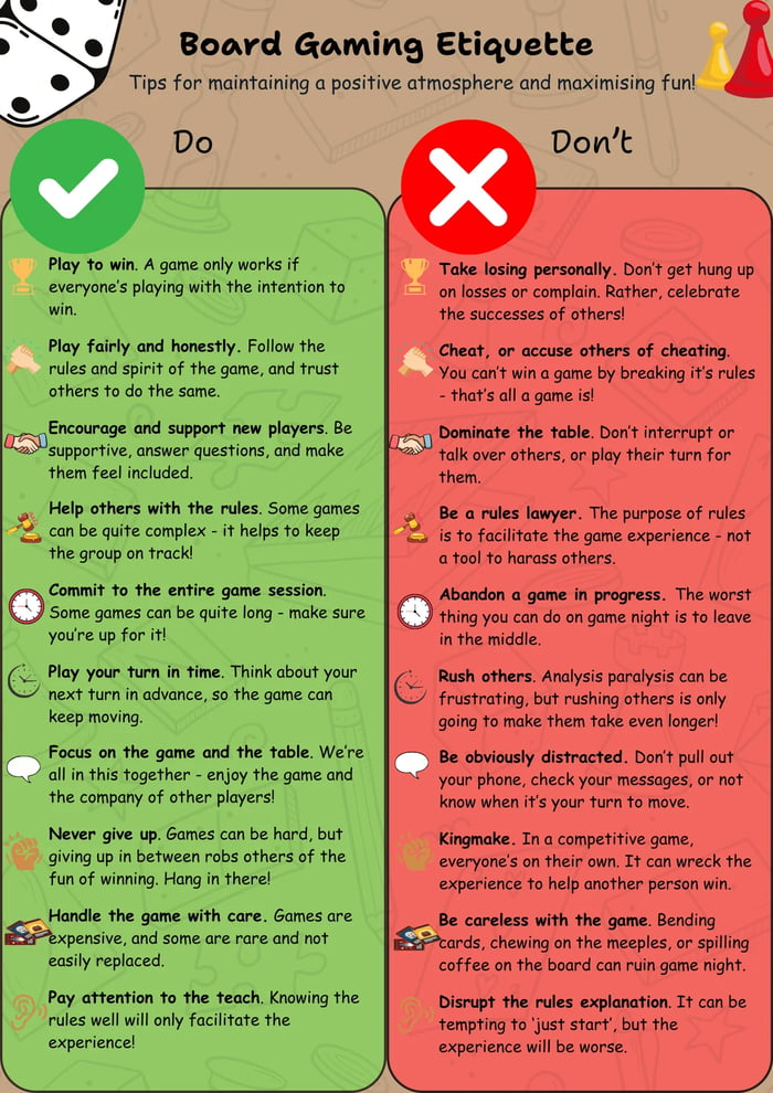 A cool guide on board gaming etiquette - 9GAG