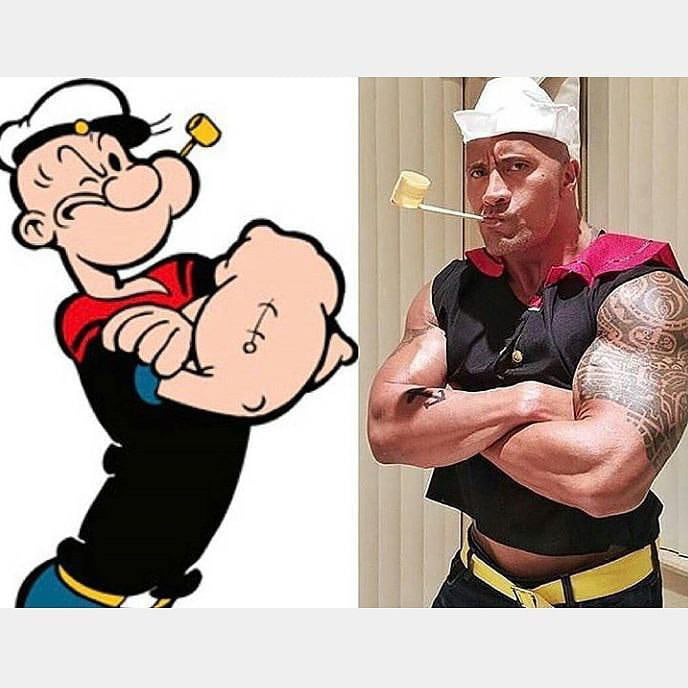 Popeye Cosplay by Dwayne Johnson - 9GAG