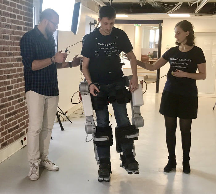Developed by French start-up Wandercraft, the "Atalante" exoskeleton ...