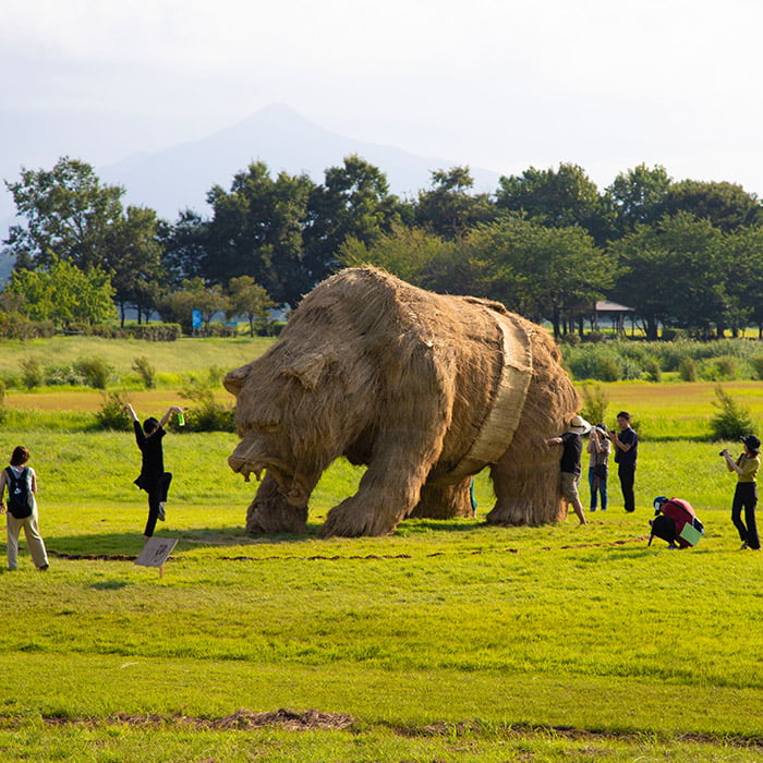 Giant sculpture made from rice straws known as "Wara Art" in Japan - 9GAG