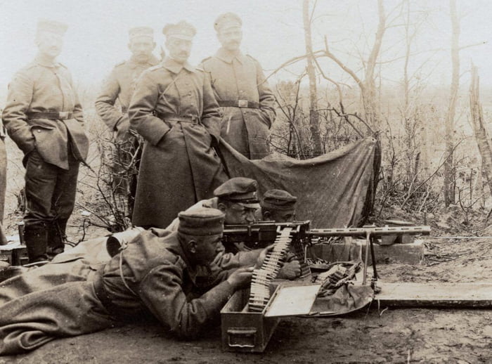 German soldiers training on an MG15 n.A. during ww1. - 9GAG