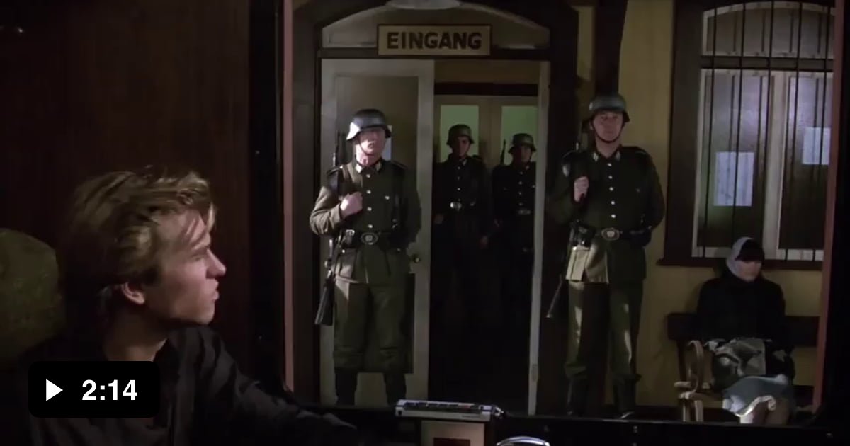 The 1984 movie Top Secret (made by the same folks as Airplane) has some ...