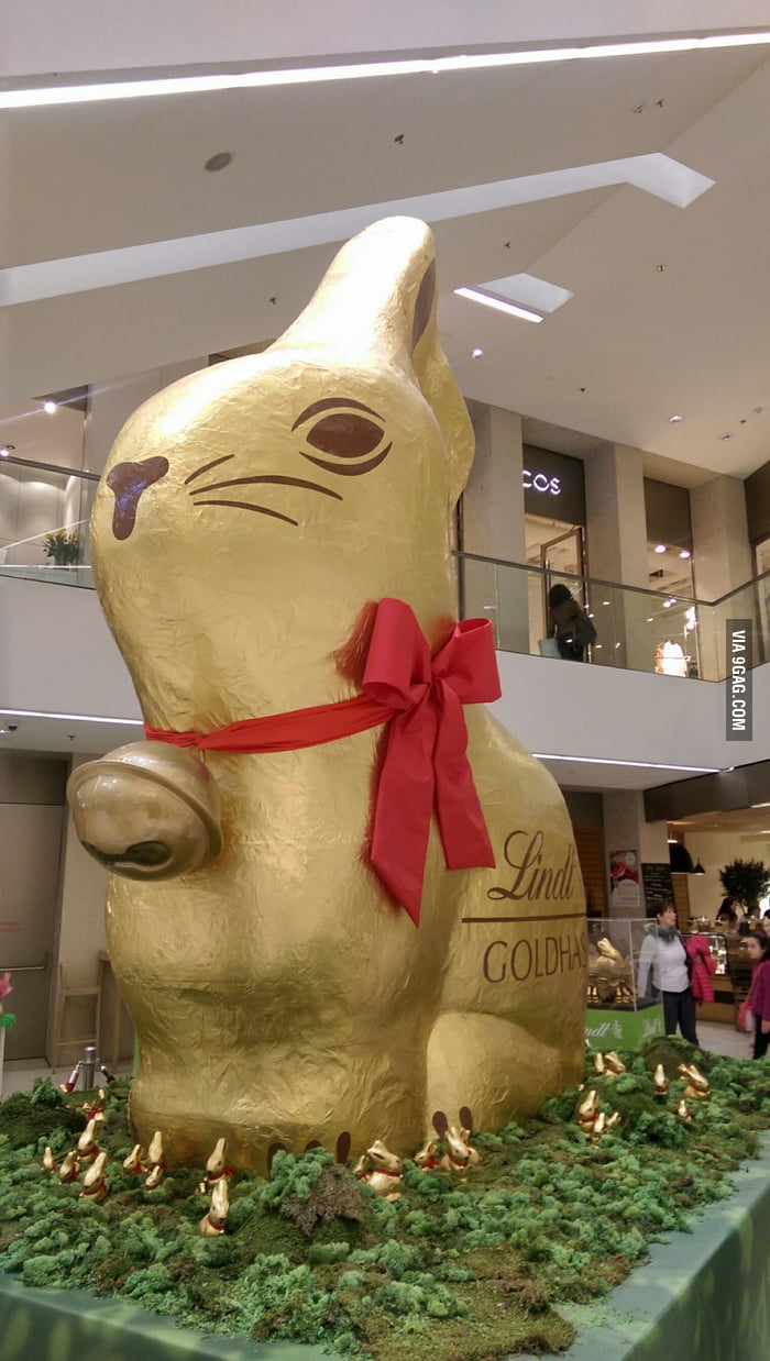 Giant lindt chocolate easter bunny.. it's mine! - 9GAG