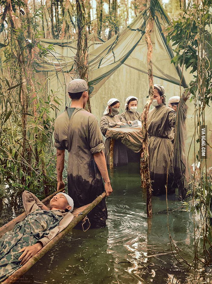 Restored photo of a swamp hospital - 9GAG