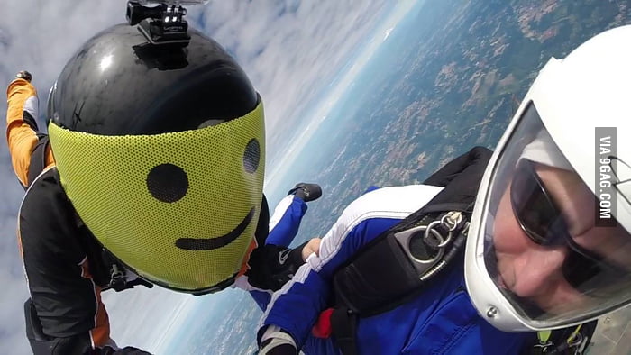People say my new skydive visor is creepy. I think it's awesome. - 9GAG