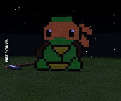 Cutest Minecraft build of the ninja turtle, Michaelangelo - 9GAG