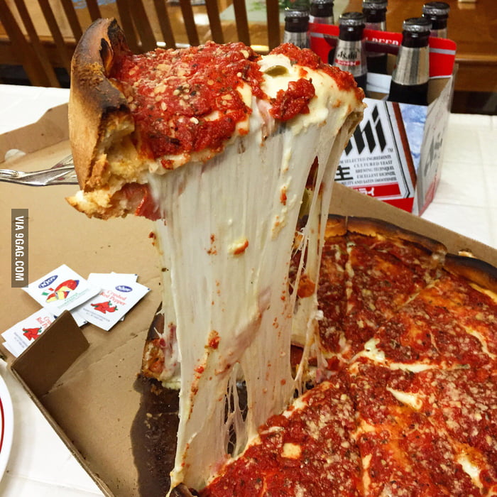 Chicago style "stuffed" deep dish pizza. - 9GAG