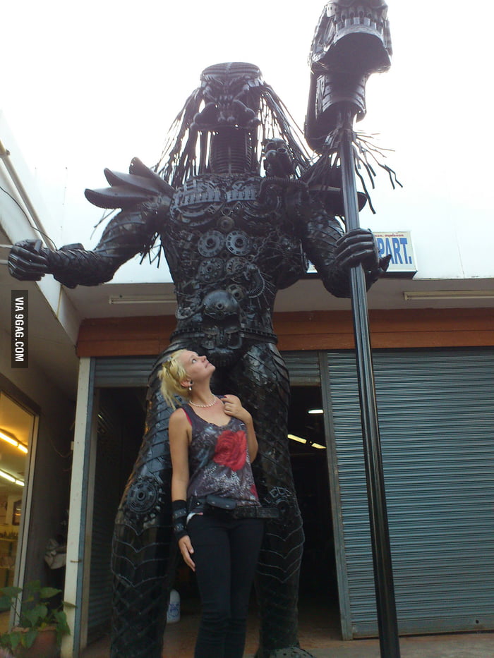 Giant Predator made from scrap in Thailand - Me for scale - 9GAG