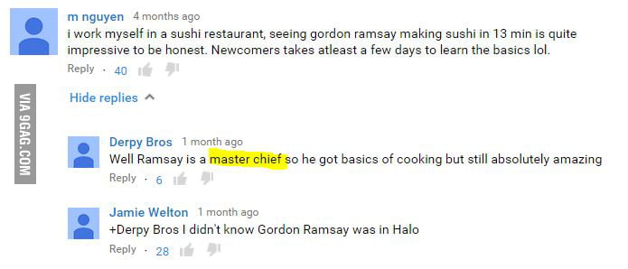 "I didn't know Gordon Ramsay was in Halo" - 9GAG