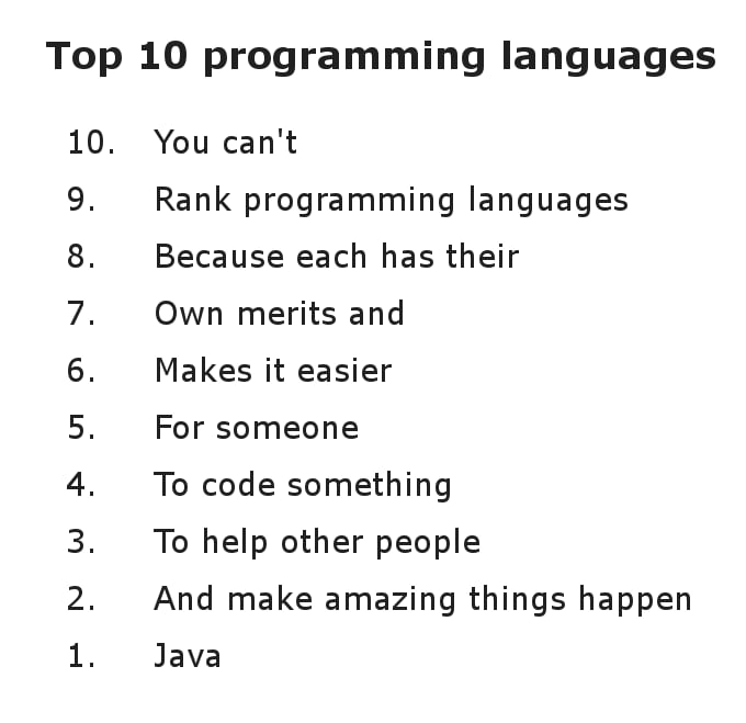 Top 10 programming languages - 9GAG