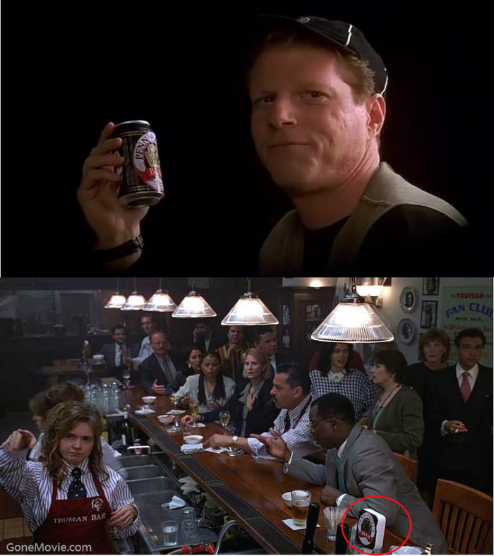 In The Truman Show (1998) the beer that Marlon drinks for product ...