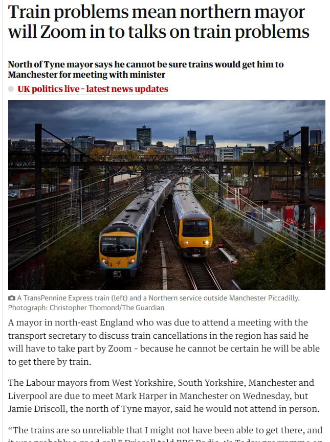 Can't take the train to the meeting where train problems are discussed ...