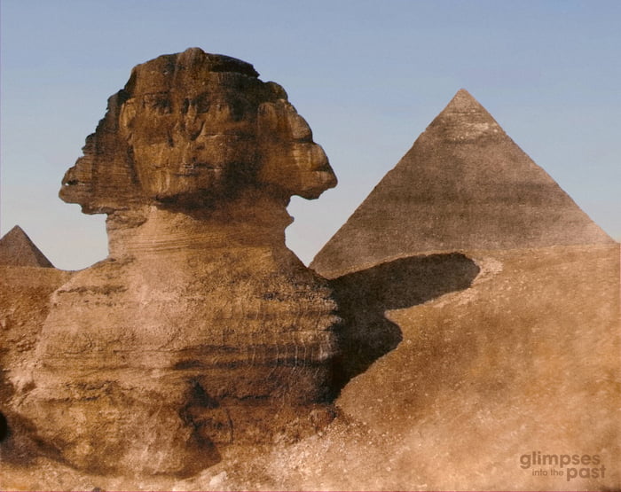 The Great Sphinx of Giza, photographed 172 years ago, 1851. (Colourized ...