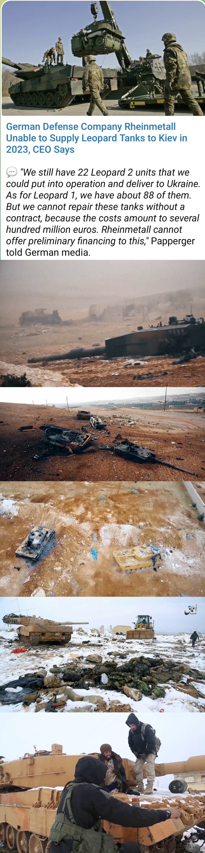 Because, NATO previous attempt to use the Leopard tank didn't went well ...