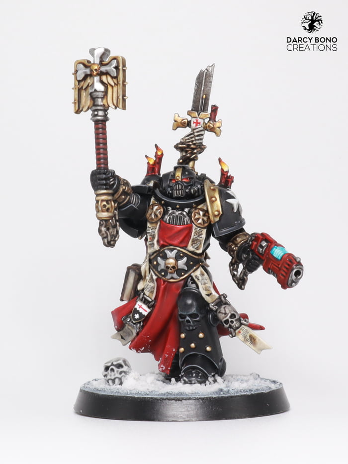 Finished up Black Templar Chaplain Grimaldus - 9GAG