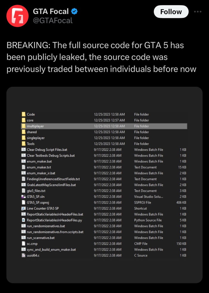 GTA 5 Source Code Leaked - 9GAG