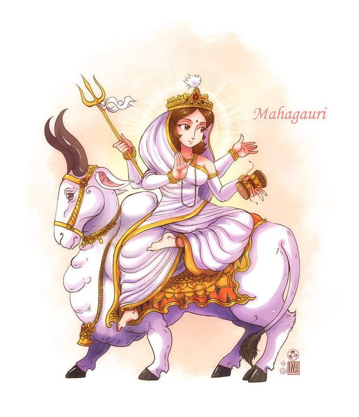 Maa Mahagauri : Mahā, महा = great; Gaurī, गौरी = bright, clean ...
