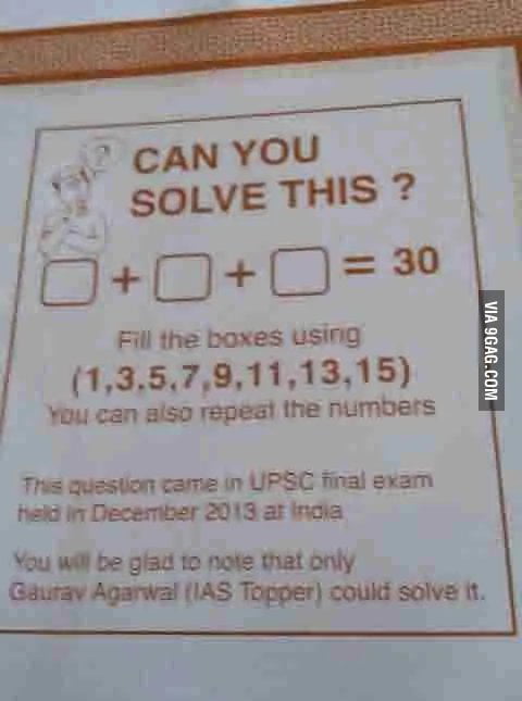 Can you solve this ? - 9GAG