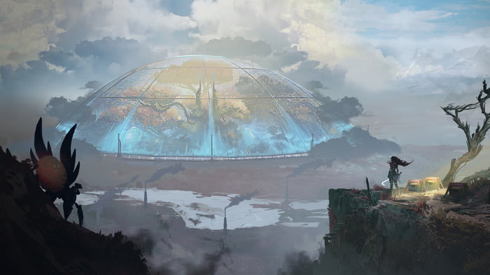 Main painting for my videogame! What do you think is in this dome? - 9GAG