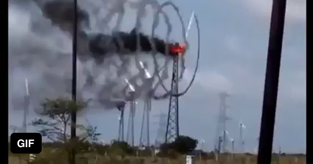 Flaming Wind Turbine Creates Magic Smoke - 9GAG