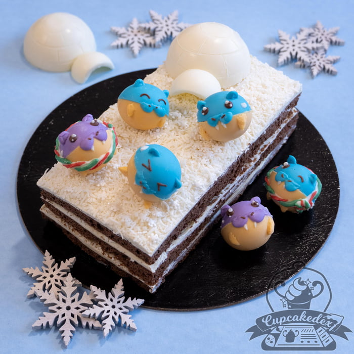 Made an edible winter scene featuring chocolate Spheal - 9GAG