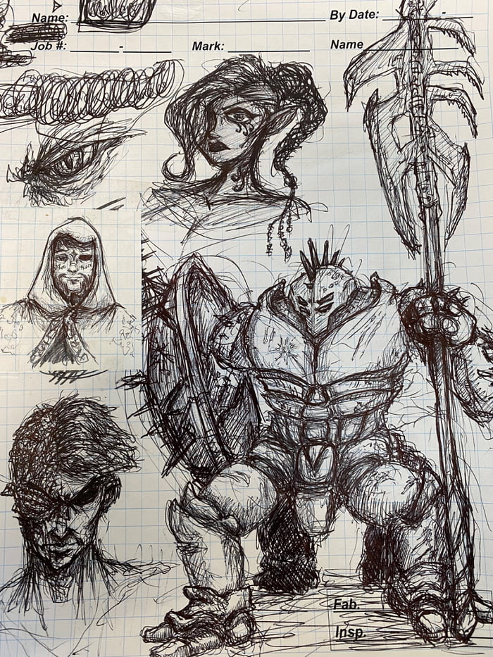 I never have time to draw anymore at home, so I doodle at work in ...