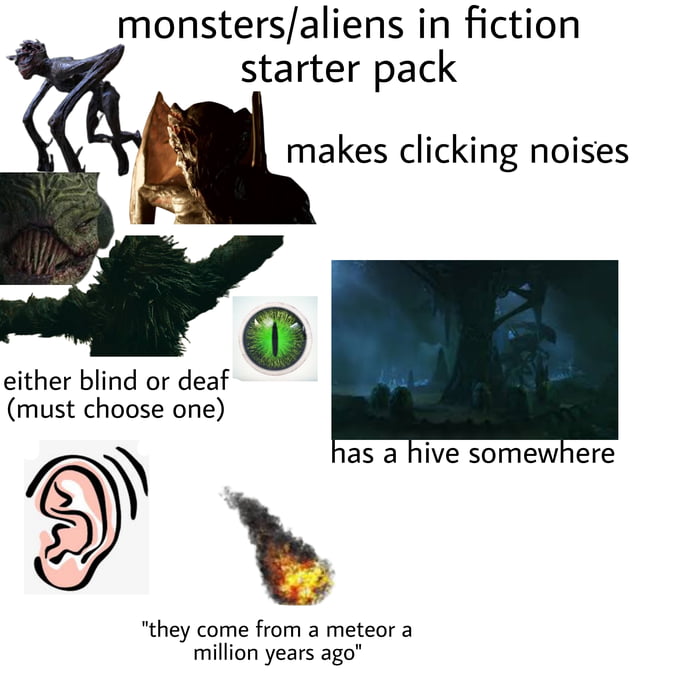 Monsters/aliens in fiction starter pack - 9GAG