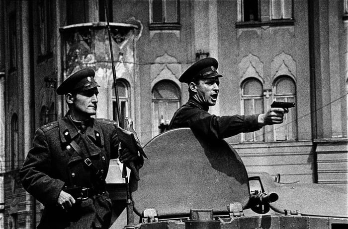 Officers of the Soviet Army in Bratislava, Czechoslovakia, during the ...