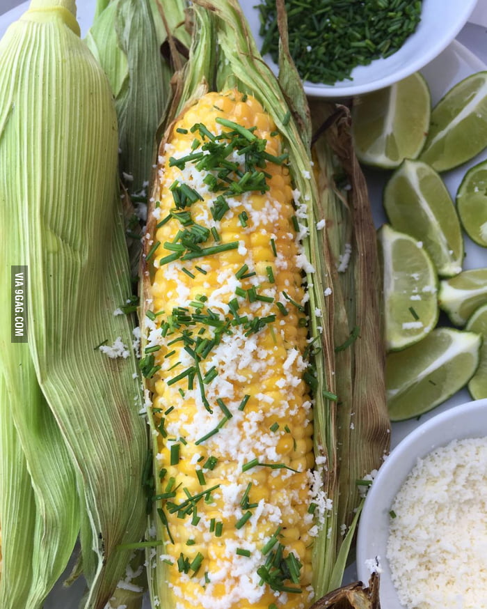 Grilled Corn on the Cob with Garlic Butter, Fresh Lime and Cotija Cheese. - 9GAG