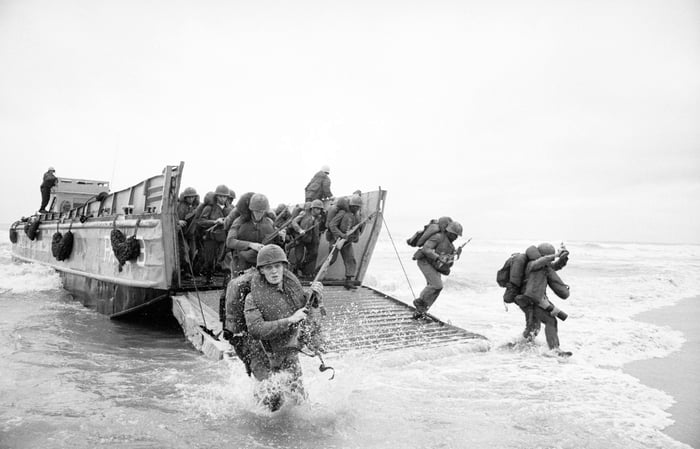 US marines landing at Red Beach Two, north of Da Nang - the first US ...