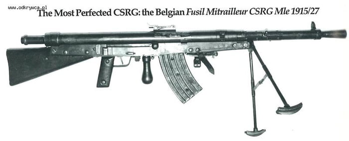 Fusil Mitrailleur Modele 1915/27: the Belgian Chauchat. During WW1, the ...