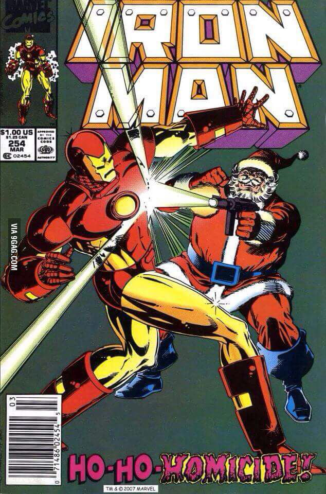 Santa Claus shooting Iron Man, carry on. - 9GAG