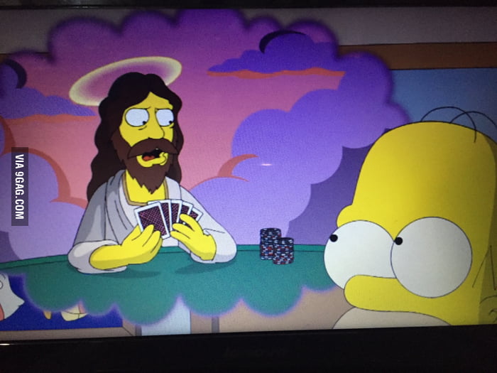 The only time jesus has 4 fingers (simpsons fan will understand) - 9GAG