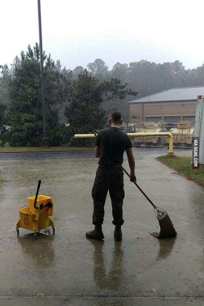 Ever f***** up so bad you had to mop outside, in the rain? - 9GAG