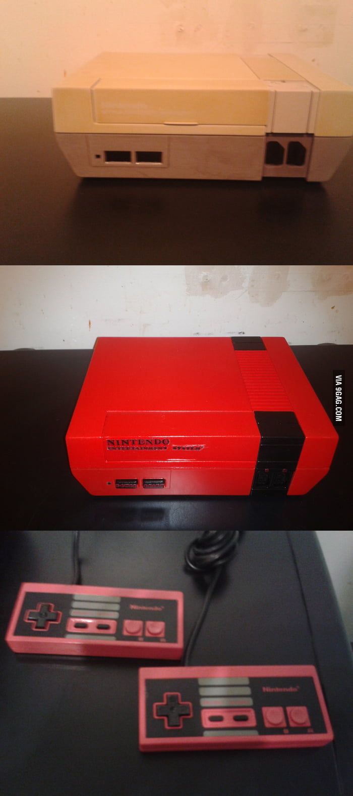 My custom red apple NES. - 9GAG