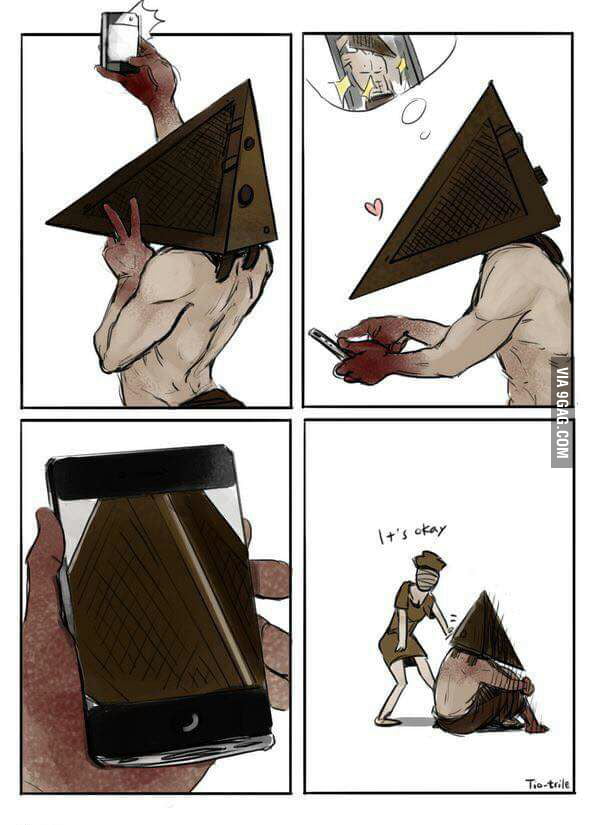 The struggle is real when you're a pyramid head - 9GAG