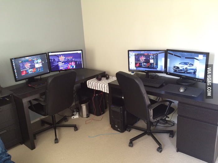 Boyfriend and I's gaming setup - 9GAG