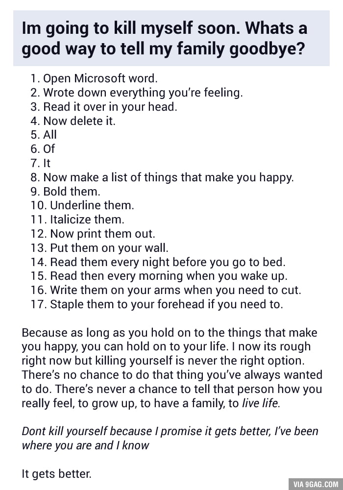 A simple note for those who are depressed - 9GAG