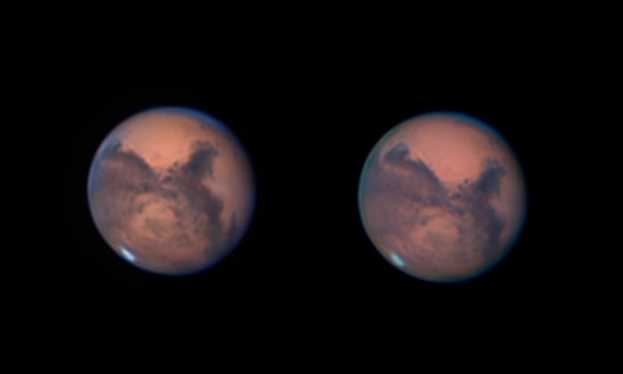 2x Mars from tonight and one hour apart so you can see the rotation ...
