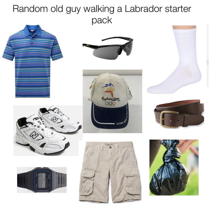 Random old guy walking a Labrador starter pack - 9GAG