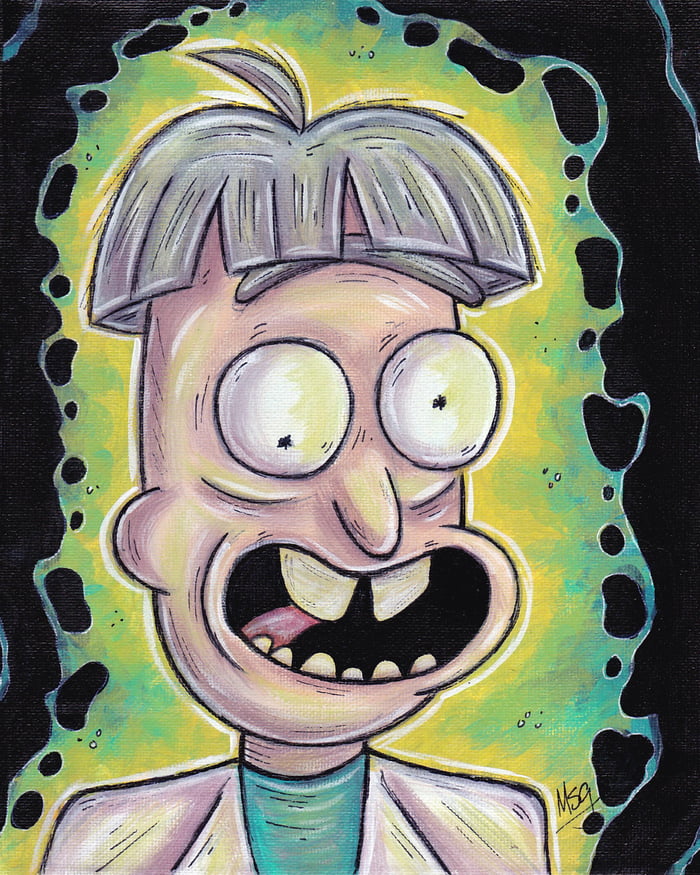 Doofus Rick painting I did for a show in California - 9GAG