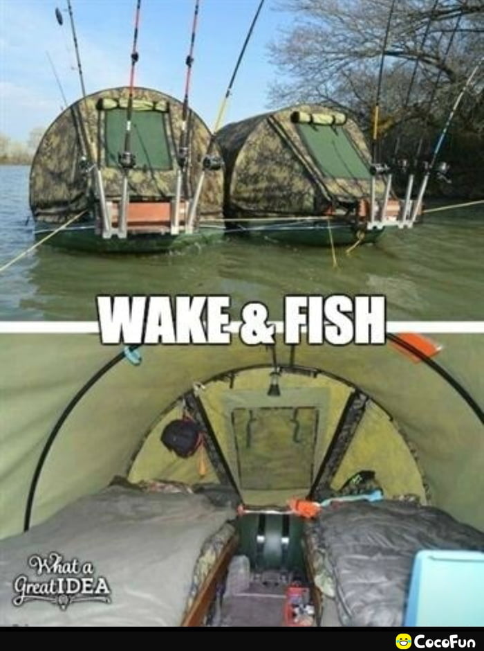 Wake, coffee, then fish. - 9GAG