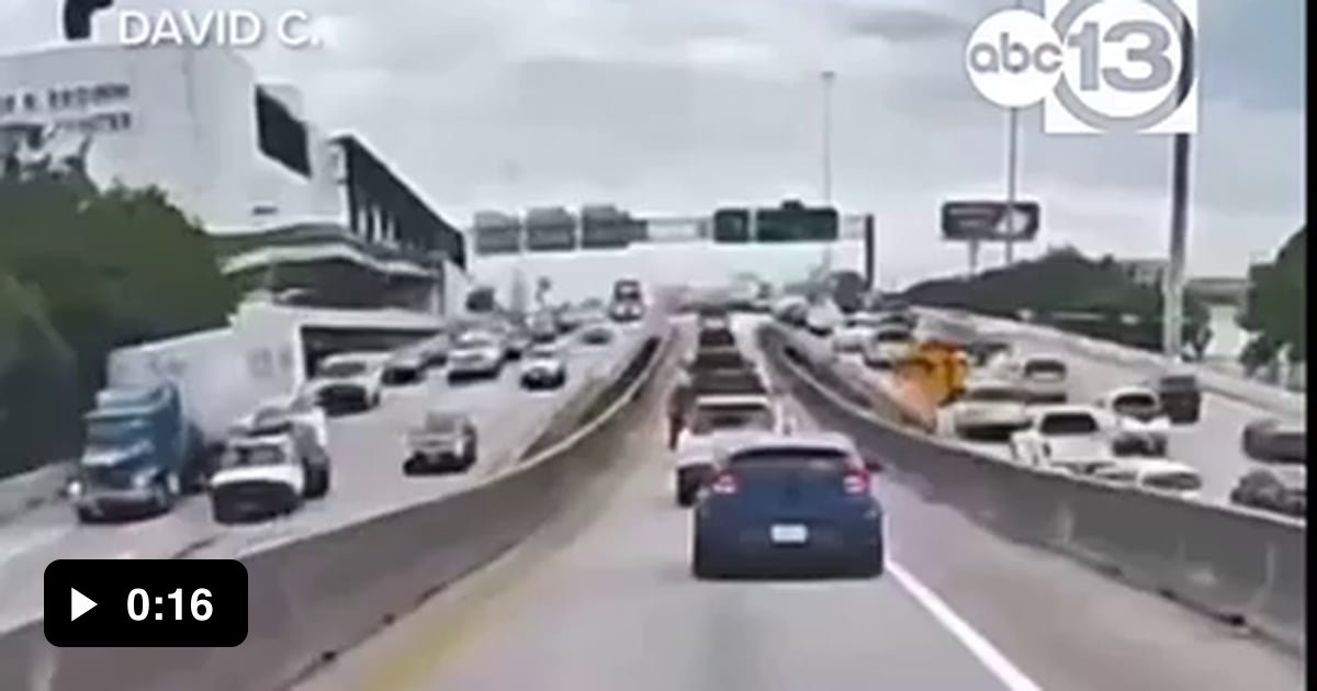 Veloster runs away after hitting an SUV in Houston. While doing so, it almost hits a sedan while ...