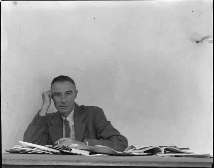 Portrait of American theoretical physicist Dr J Robert Oppenheimer by ...