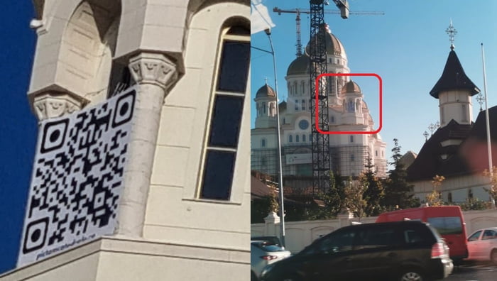The largest cathedral in Romania is displaying a huge QR code that can ...