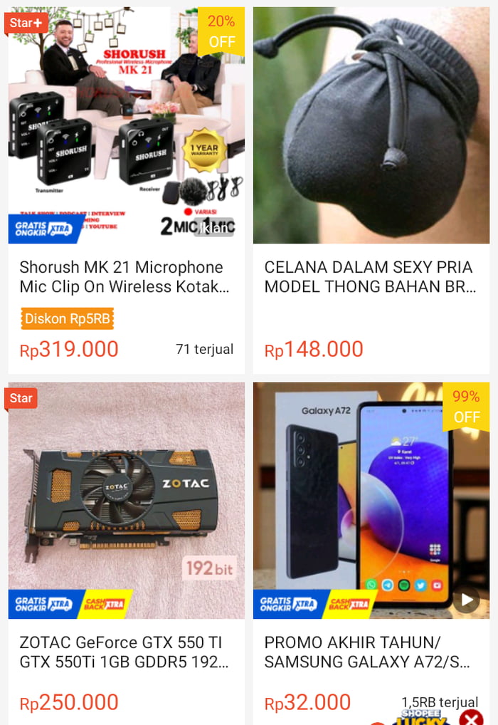 Samsung Galaxy A72 cumA 32ribu ? Njir gk ada harganya, kalah sama celana dalem - 9GAG