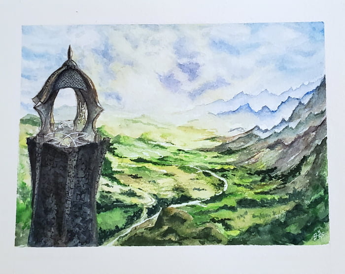 A watercolour painting of the watchtower in the Southlands - 9GAG