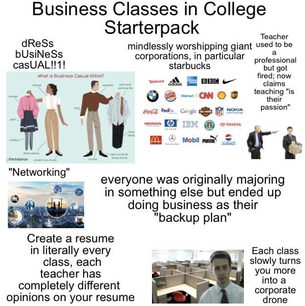Business Classes in College Starterpack - 9GAG