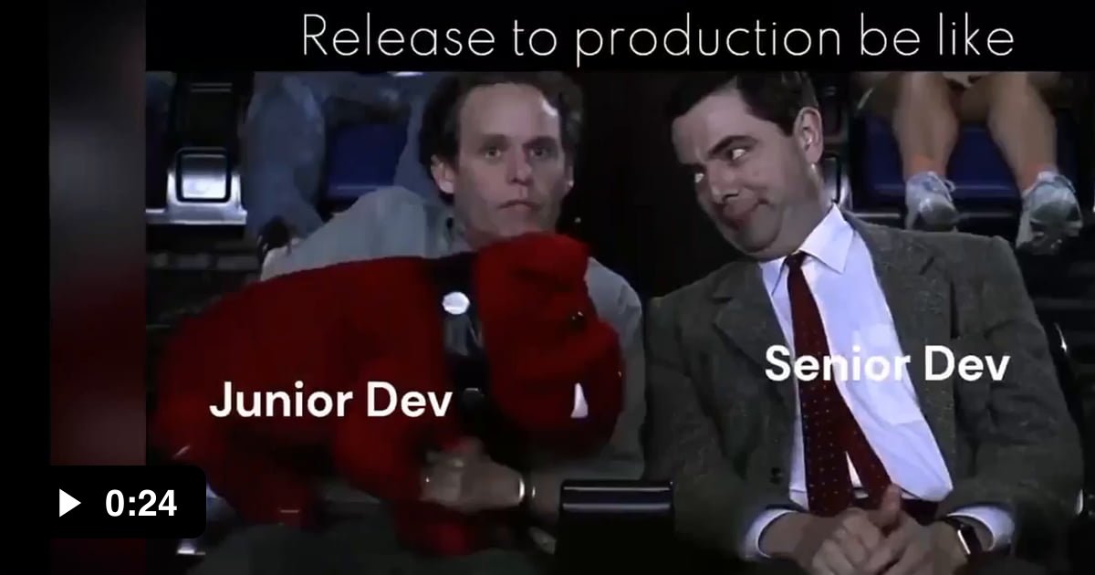 Release to production be like as senior vs junior - 9GAG