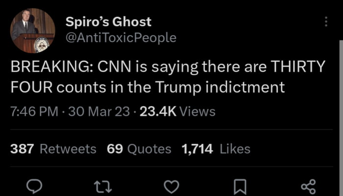 34 Counts on the Indictment per CNN - 9GAG